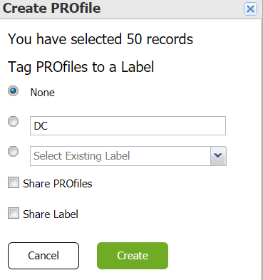 Creating profiles from a screening project