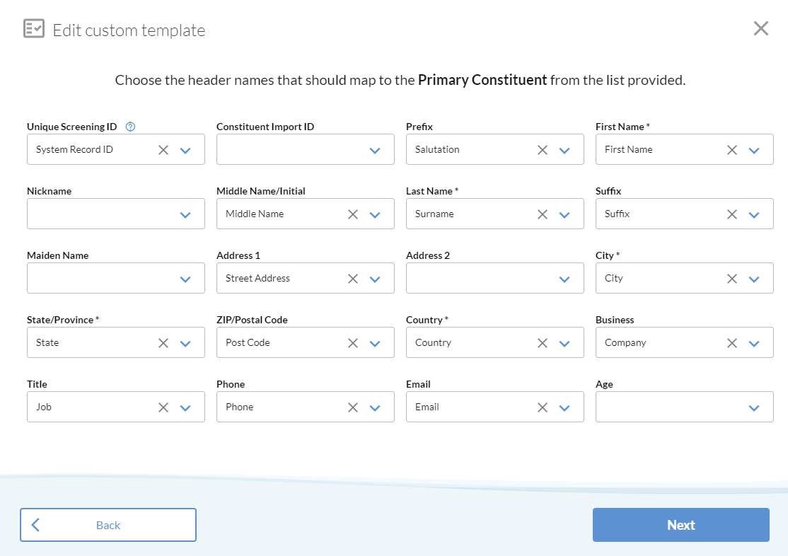 Custom Screening Templates