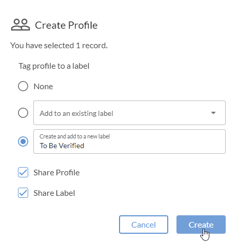 Creating profiles from a screening project