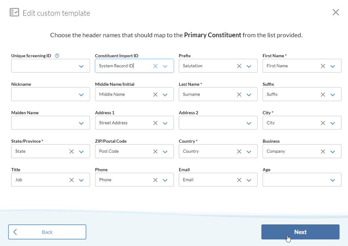 Custom Screening Templates