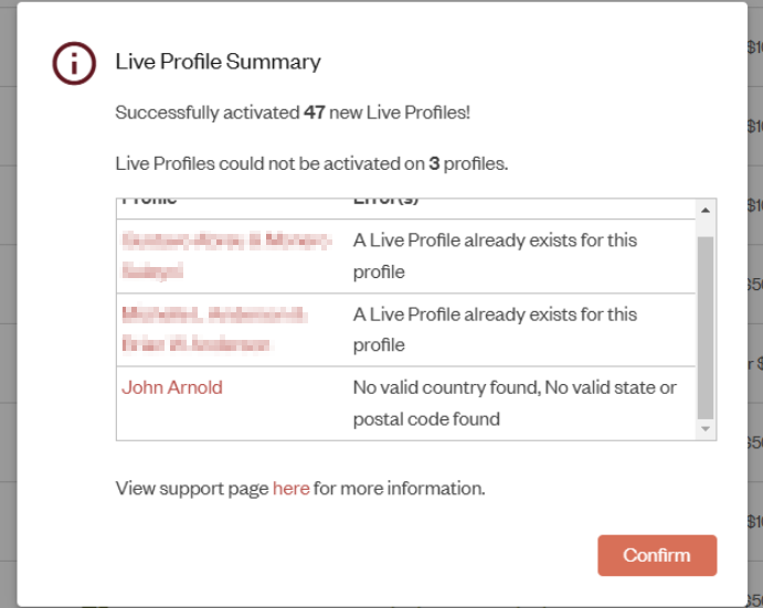 Live Profiles