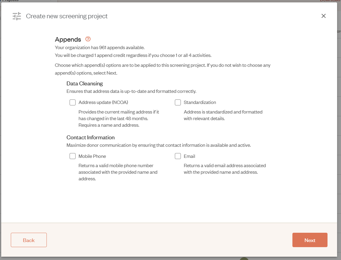 What are Screening Appends and how do they work?