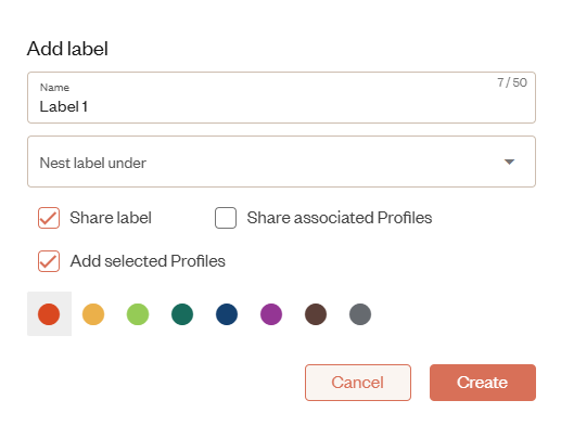 Adding Profile to a label